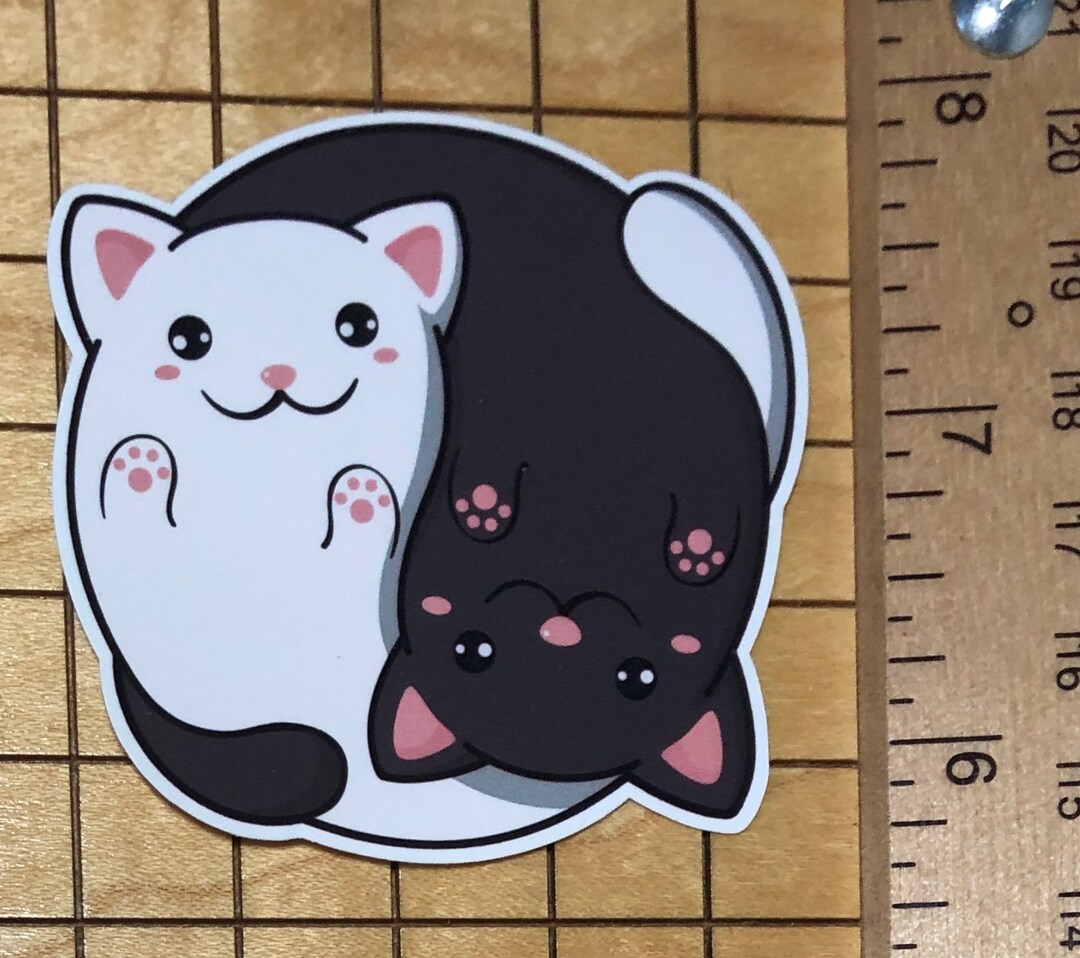 Yin Yang Sticker, Cat Sticker, Cat Decal, Yin Yang Decal, Tumbler Decal ...