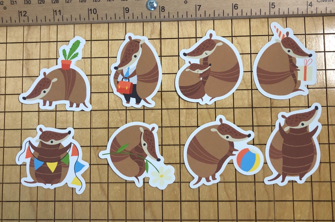 8 Armadillo Stickers, Armadillo Sticker Pack, Sticker Collection ...