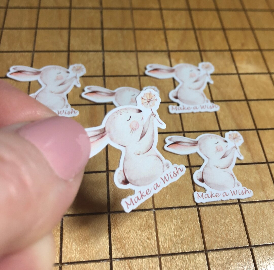 5 MINI Rabbit Stickers, Make a Wish Sticker, Tiny Sticker, Small ...