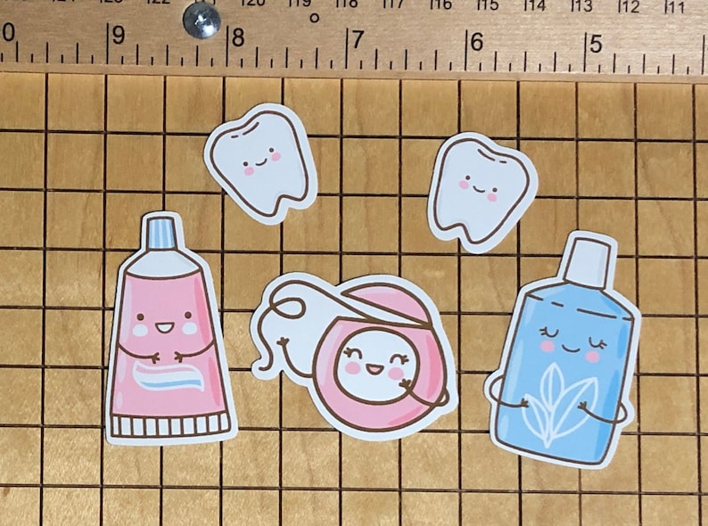 5 Dental Sticker Pack Tooth Decal Toothpaste Sticker - Etsy