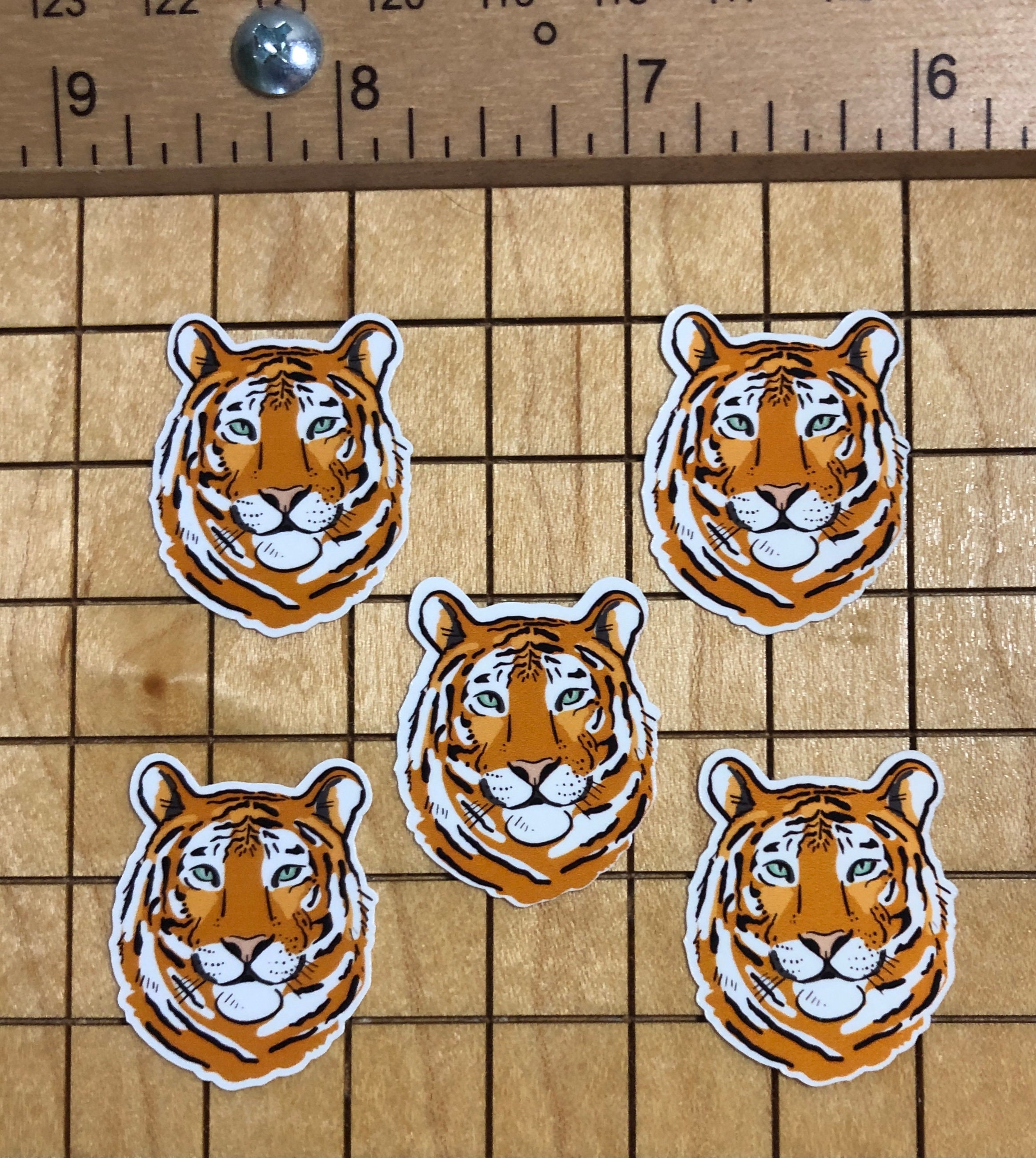 5 MINI Tiger Stickers, Tiger Face, Tiger Decal, Tiny Sticker, Sticker ...