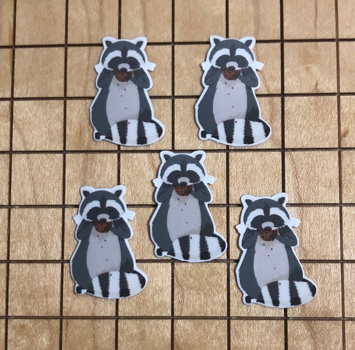 5 MINI Raccoon Stickers Raccoon Decal Raccoon Eating a - Etsy