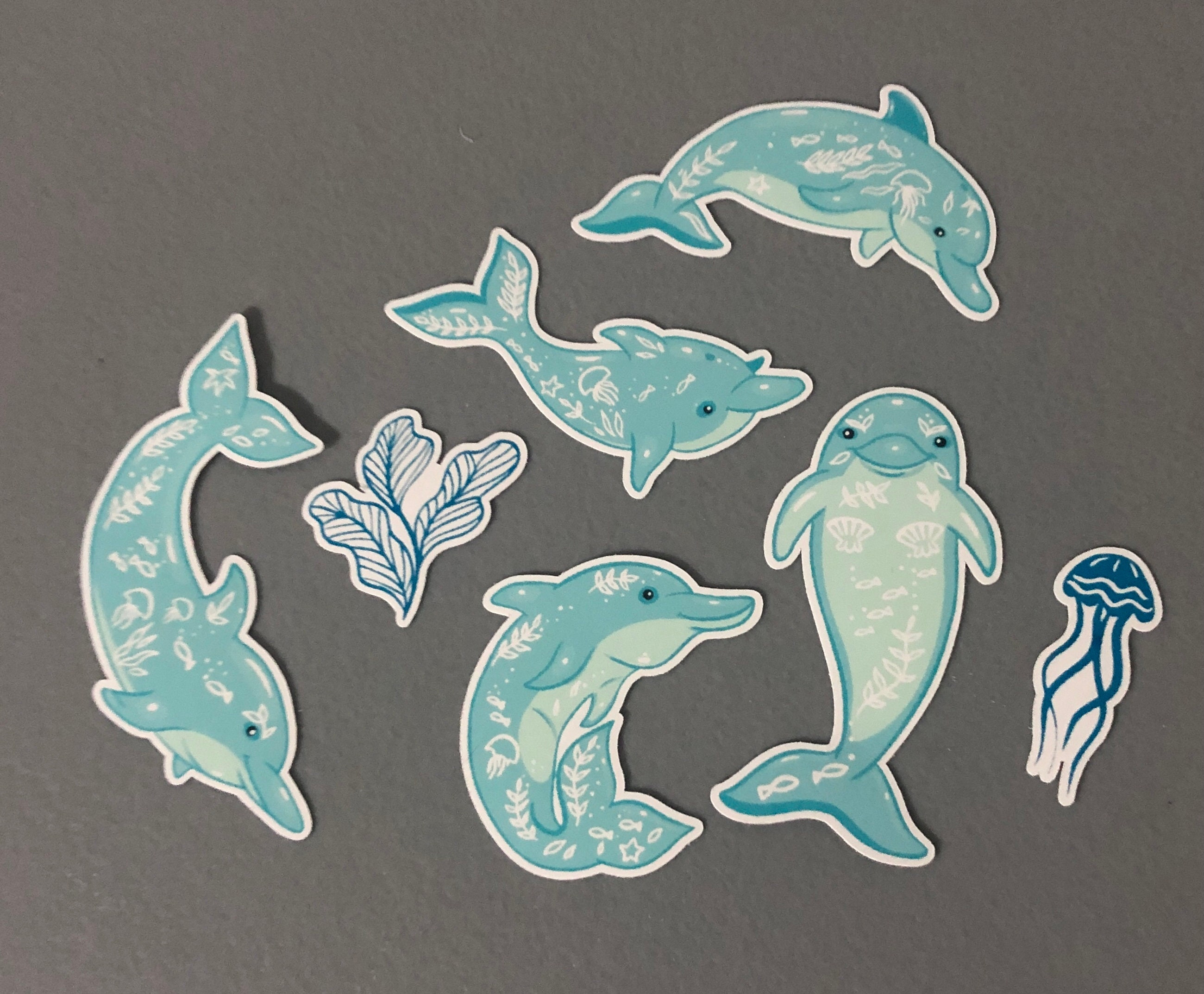6 Dolphin Stickers Dolphin Sticker Pack Dolphin Decal - Etsy