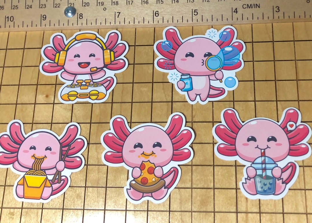 5 Axolotl Stickers, Axolotl Sticker Pack, Cute Axolotls, Axolotl Decal ...