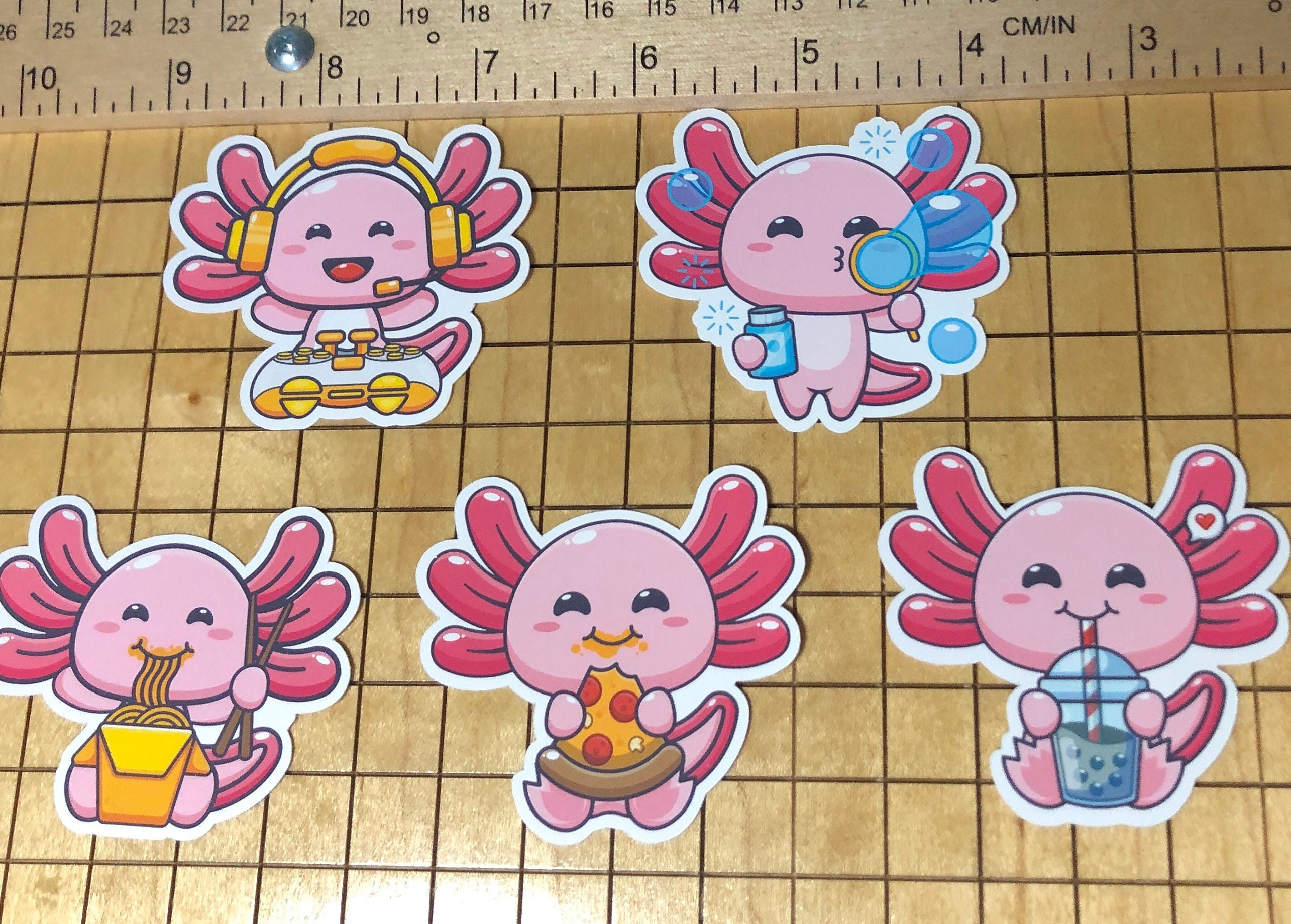 5 Axolotl Stickers Axolotl Sticker Pack Cute Axolotls - Etsy