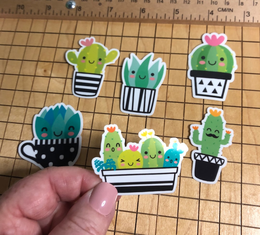 6 Cactus Sticker Pack, Kawaii Cactus, Cactus Decal, Cactus Sticker ...