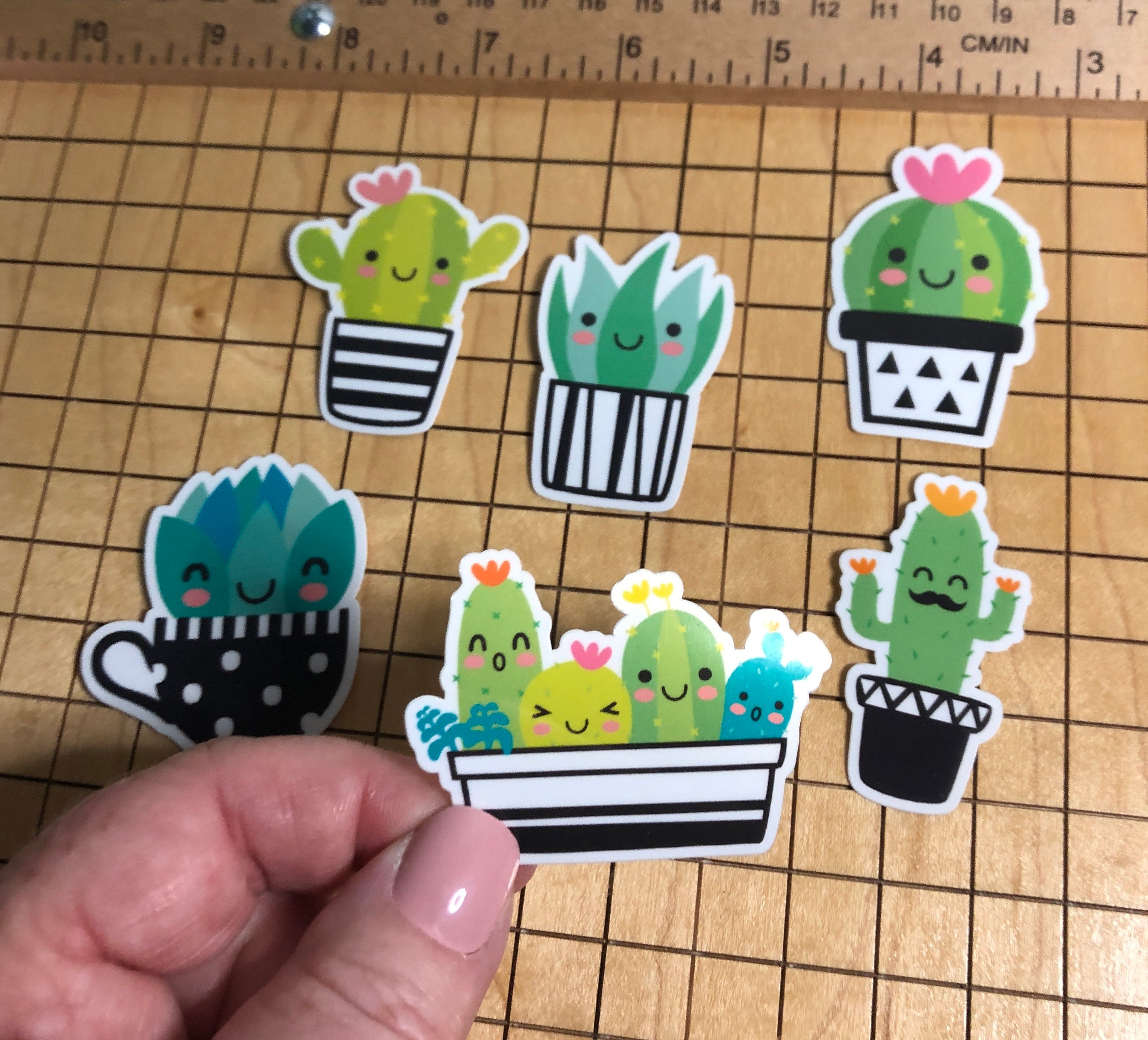 6 Cactus Sticker Pack Kawaii Cactus Cactus Decal Cactus - Etsy
