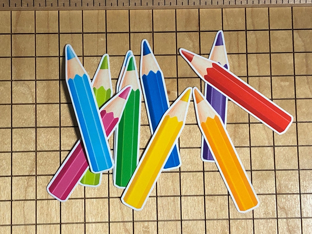 9 Pencil Stickers, Pencil Stickers Pack, Colored Pencils, Back to ...