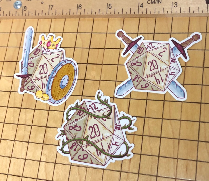 3 Dice Stickers, D20 Dice, Dnd Sticker, Dice Sticker Pack, Dragons ...