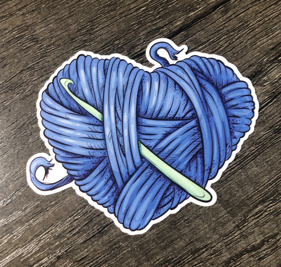 Crochet Sticker, Yarn Sticker, Heart Sticker, Crochet Gift, Tumbler ...