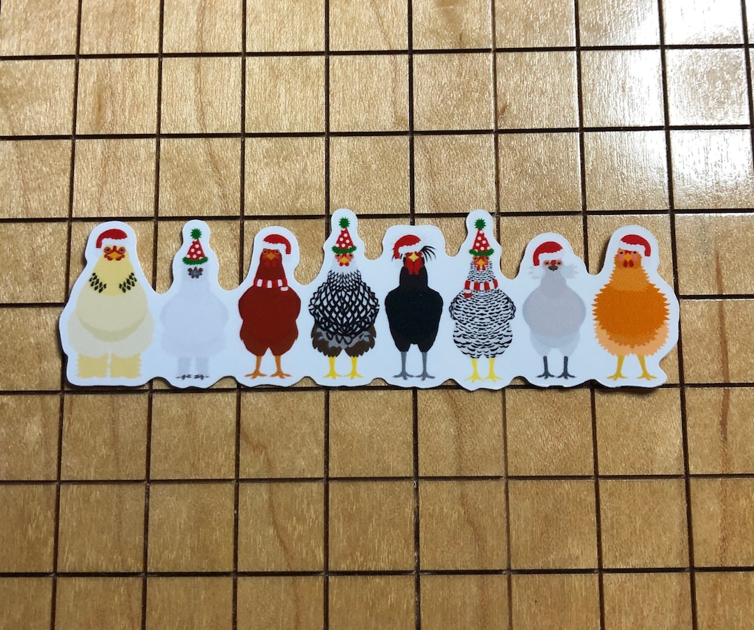 Chicken Sticker, Chicken Decal, Christmas Sticker, Water Bottle Sticker ...