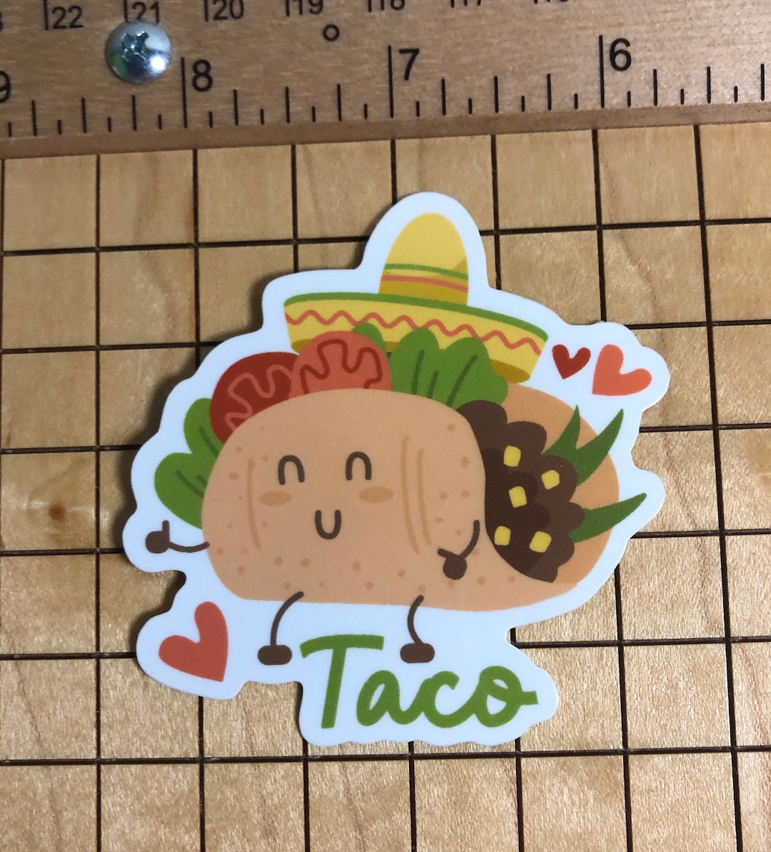 Taco Sticker, Taco Decal, Taco in a Sombrero, Phone Case Decal, Water ...