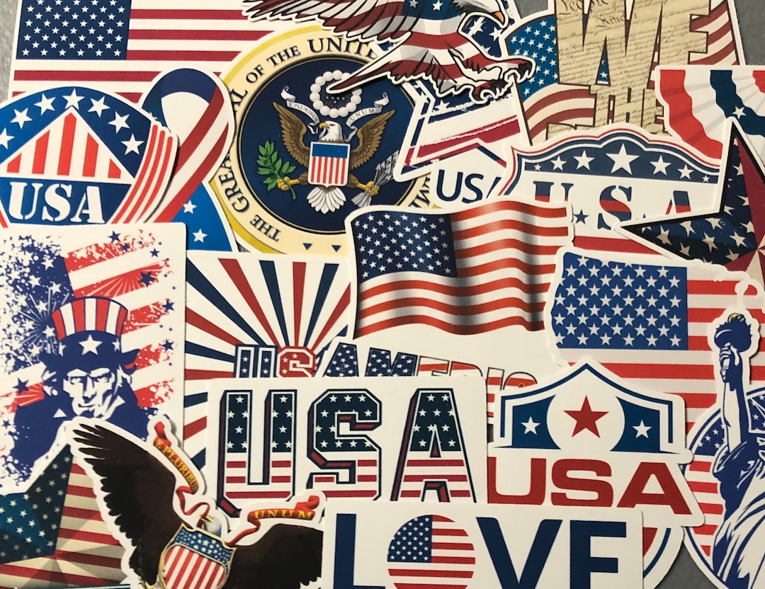 10 Patriotic Sticker Pack, Patriotic Sticker Set, Usa, Flag, America ...
