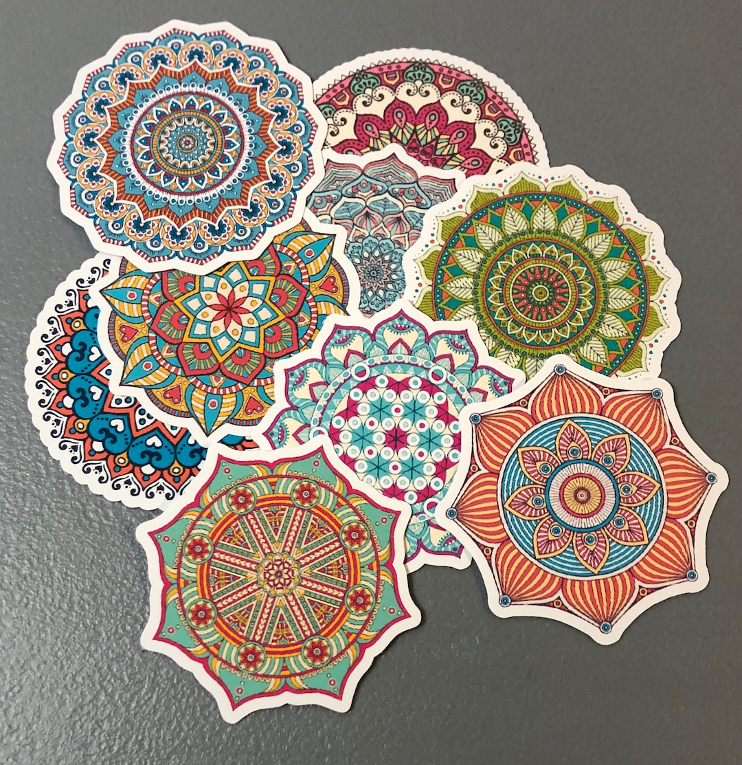 9 Mandala Stickers, Mandala Decal, Mandala Gift, Sticker Pack, Boho ...