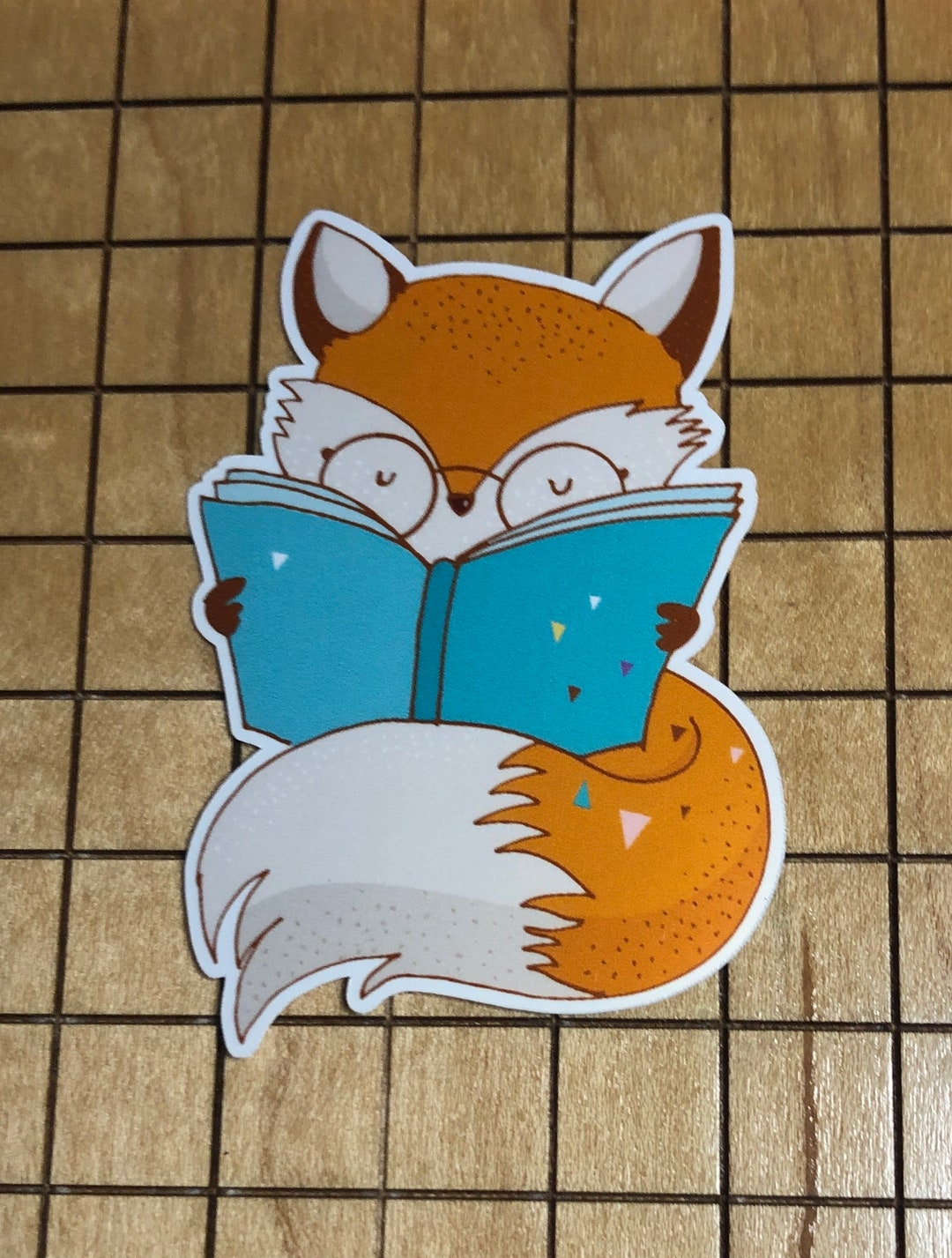Fox Sticker, Fox Reading a Book Sticker, Fox Decal, Book Decal ...