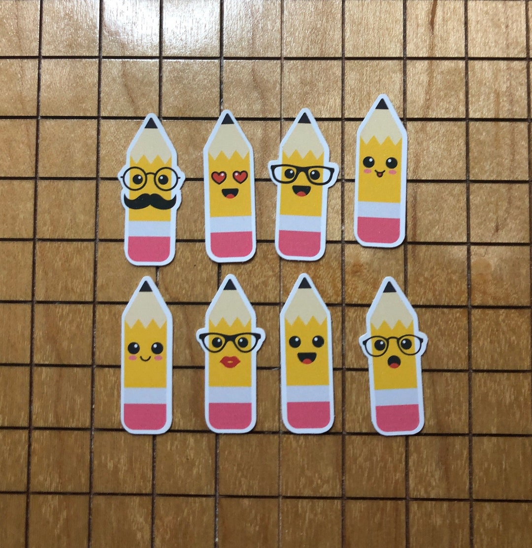 8 MINI Pencil Sticker Pack, Pencil Emoji Stickers, Tiny Stickers ...