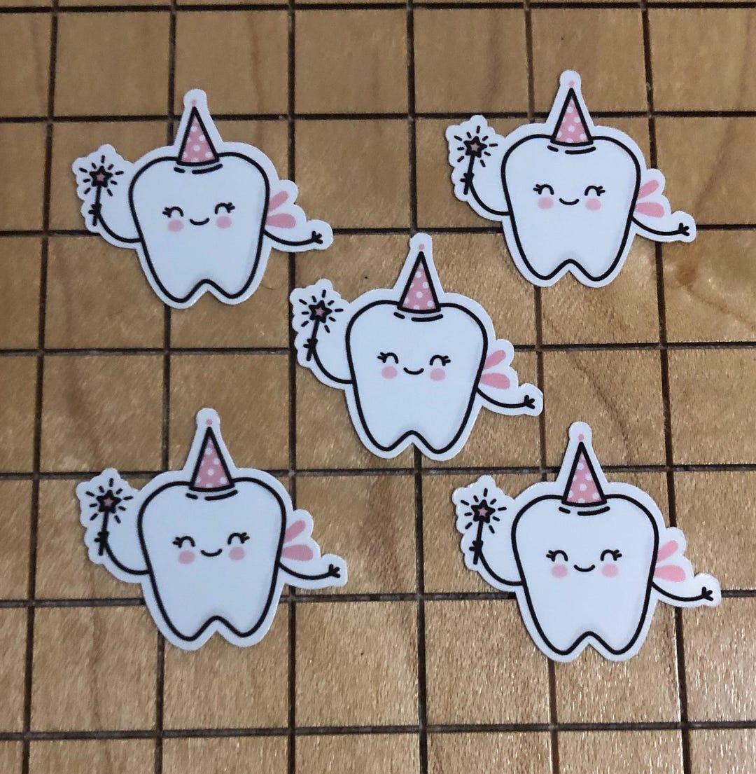 5 MINI Tooth Fairy Stickers, Teeth Decals, Mini Stickers, Dental ...