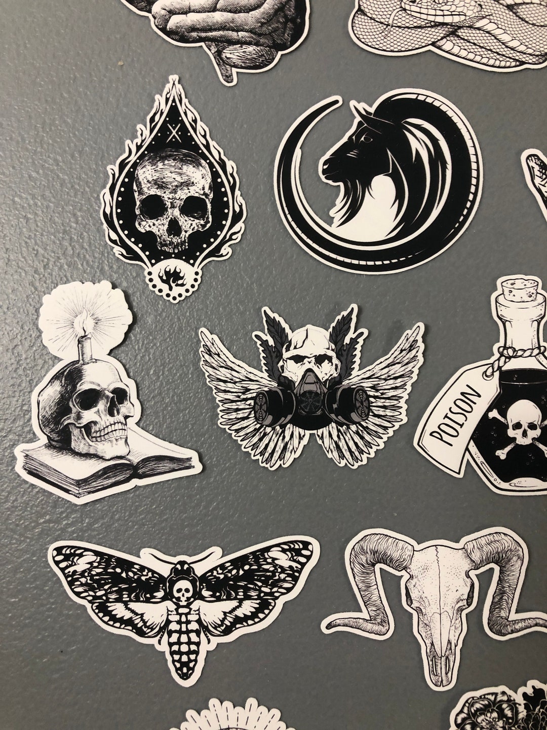 10 Goth Sticker Pack, Black and White Stickers, Laptop Decal, Phone ...