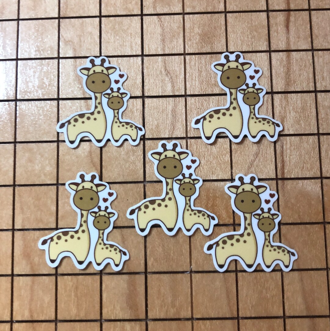 5 MINI Giraffe Stickers, Mother Giraffe and Child, Baby Giraffe ...