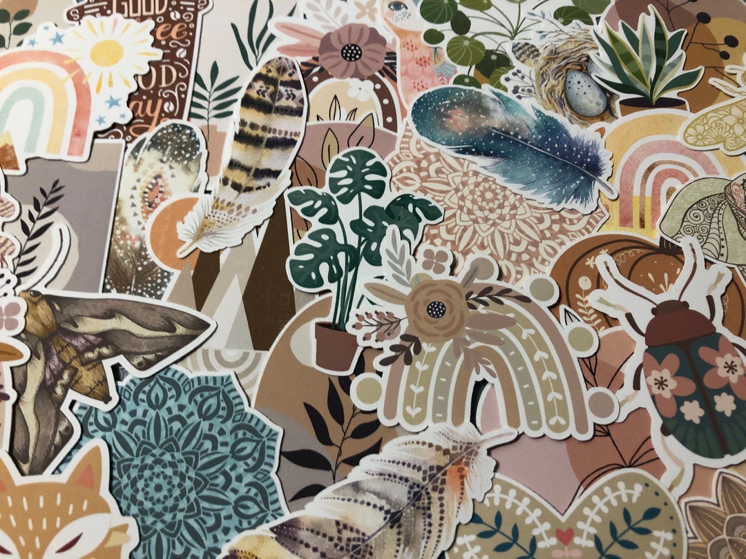 10 Boho Sticker Pack, Aesthetic Boho Stickers, Tumbler Decal, Laptop ...