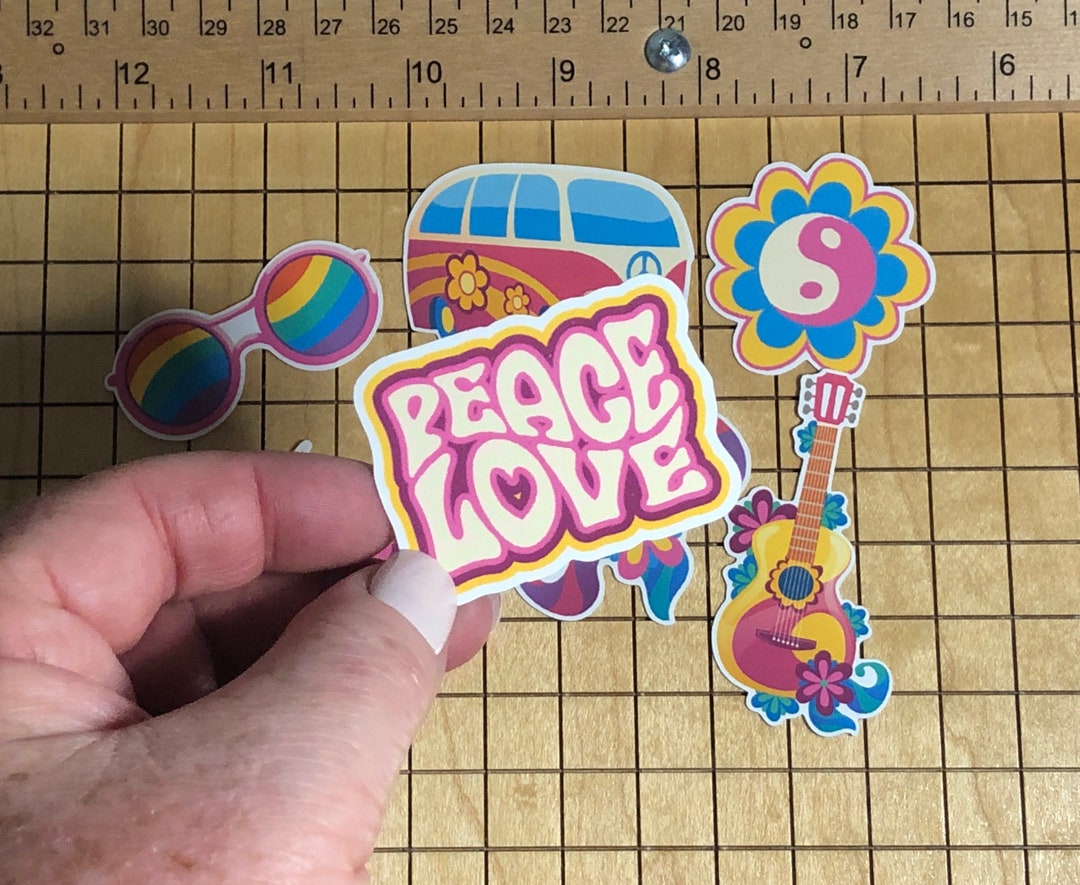 7 Retro Hippie Sticker Set, Hippy Sticker, Hippy Sticker Bundle, Hippy ...