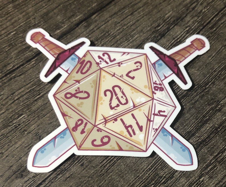 3 Dice Stickers, D20 Dice, Dnd Sticker, Dice Sticker Pack, Dragons ...