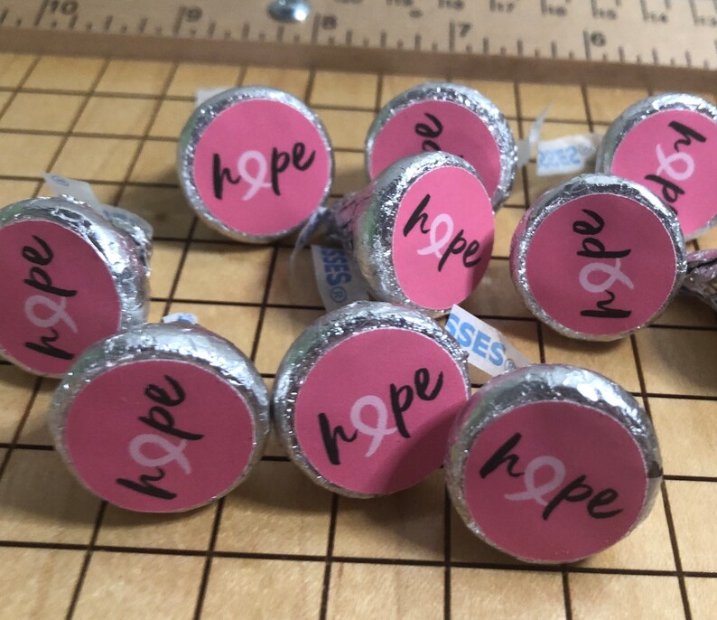 Hope Stickers for Chocolate Kisses, Kiss Stickers, Breast Cancer ...