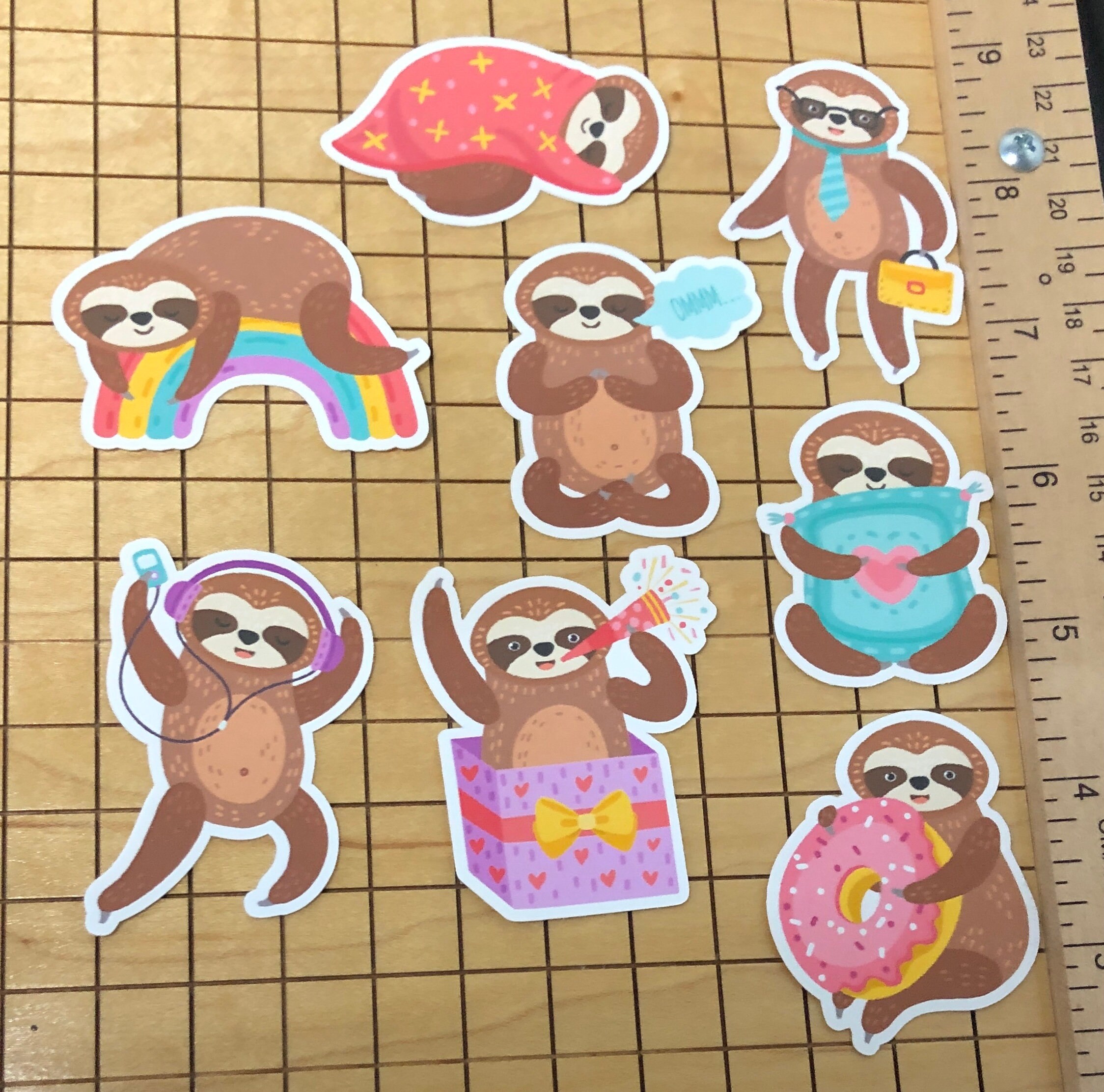 8 Sloth Sticker Set Sloth Sticker Pack Sloth Sticker Sheet - Etsy