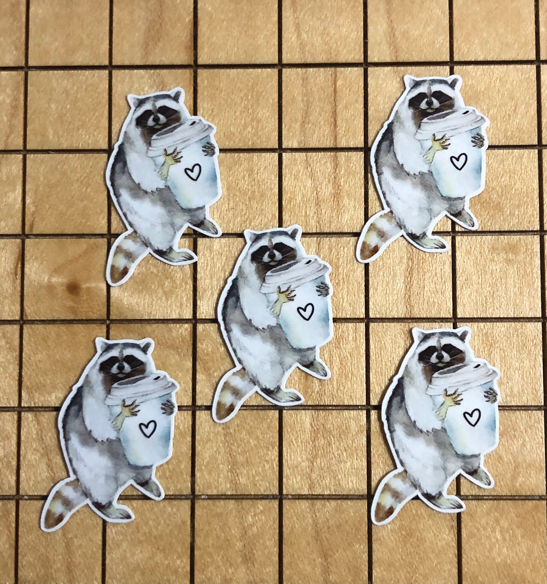 5 MINI Raccoon Stickers Raccoon Decal Raccoon and Coffee - Etsy