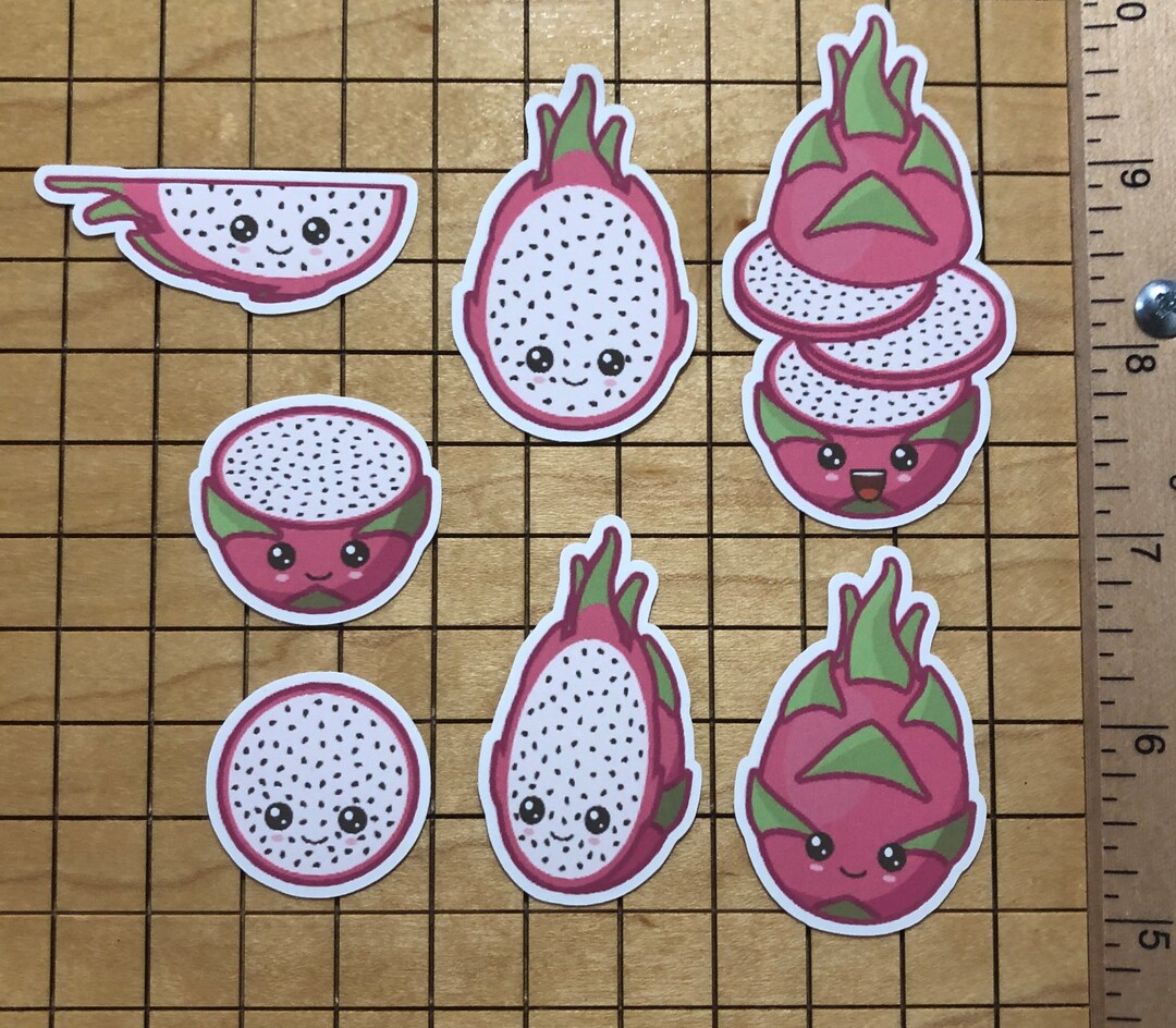 7 Dragon Fruit Sticker Pack, Kawaii Dragon Fruit, Phone Case Sticker ...