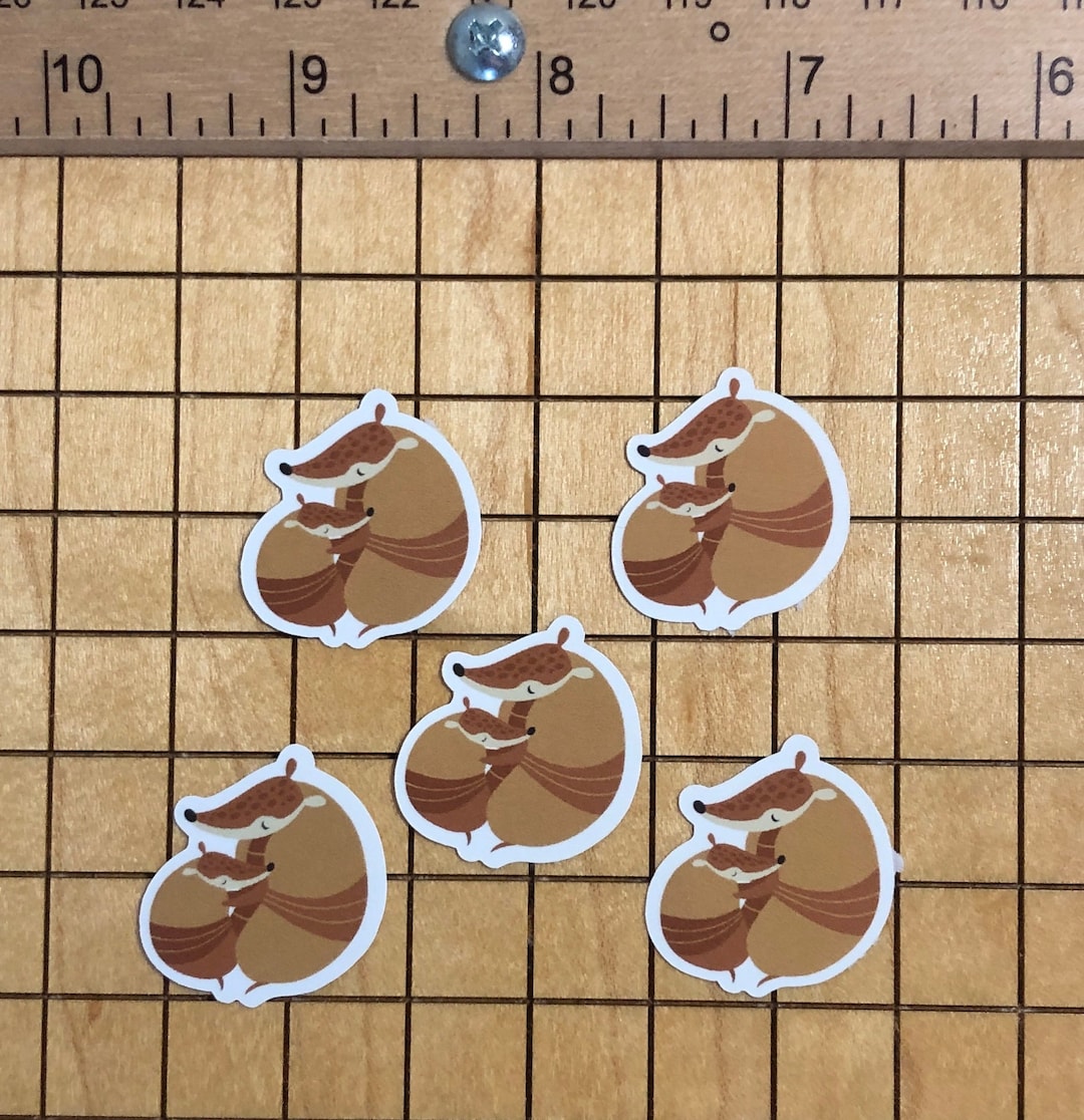 5 MINI Armadillo Stickers, Mother Armadillo and Child, Armadillo Decal ...