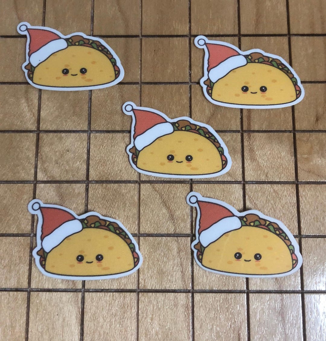 5 MINI Christmas Taco Stickers, Tiny, Small, Kindle Decal, Phone Case ...
