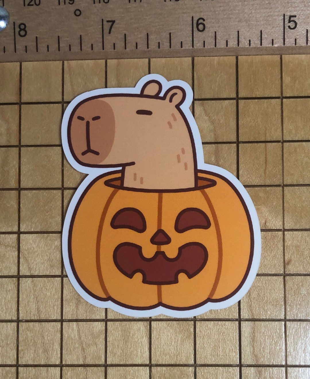 Capybara Sticker, Halloween Sticker, Pumpkin Sticker, Capybara Decal ...