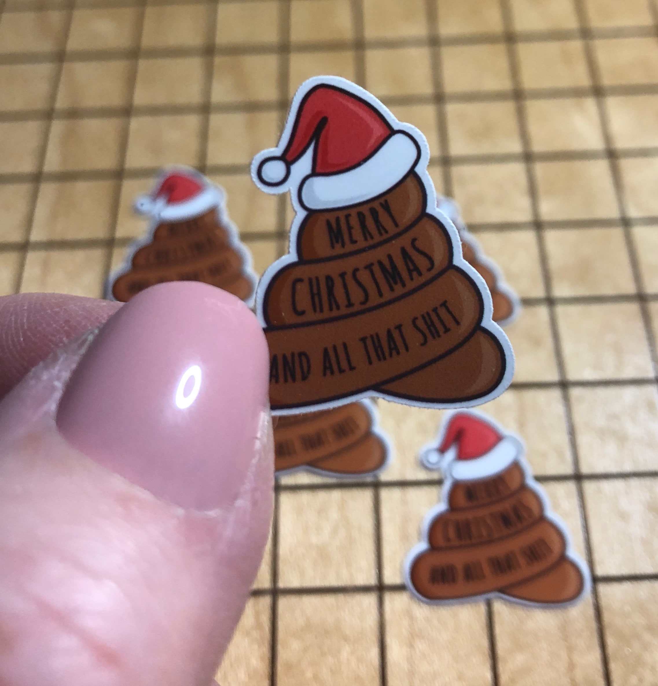 5 MINI Poop Stickers, Poop Emoji, Merry Christmas, Christmas Sticker ...