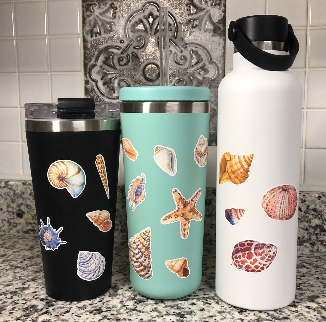 5 Shell Stickers, Sea Shell Decals, Beach Stickers, Beach Gift, Laptop ...