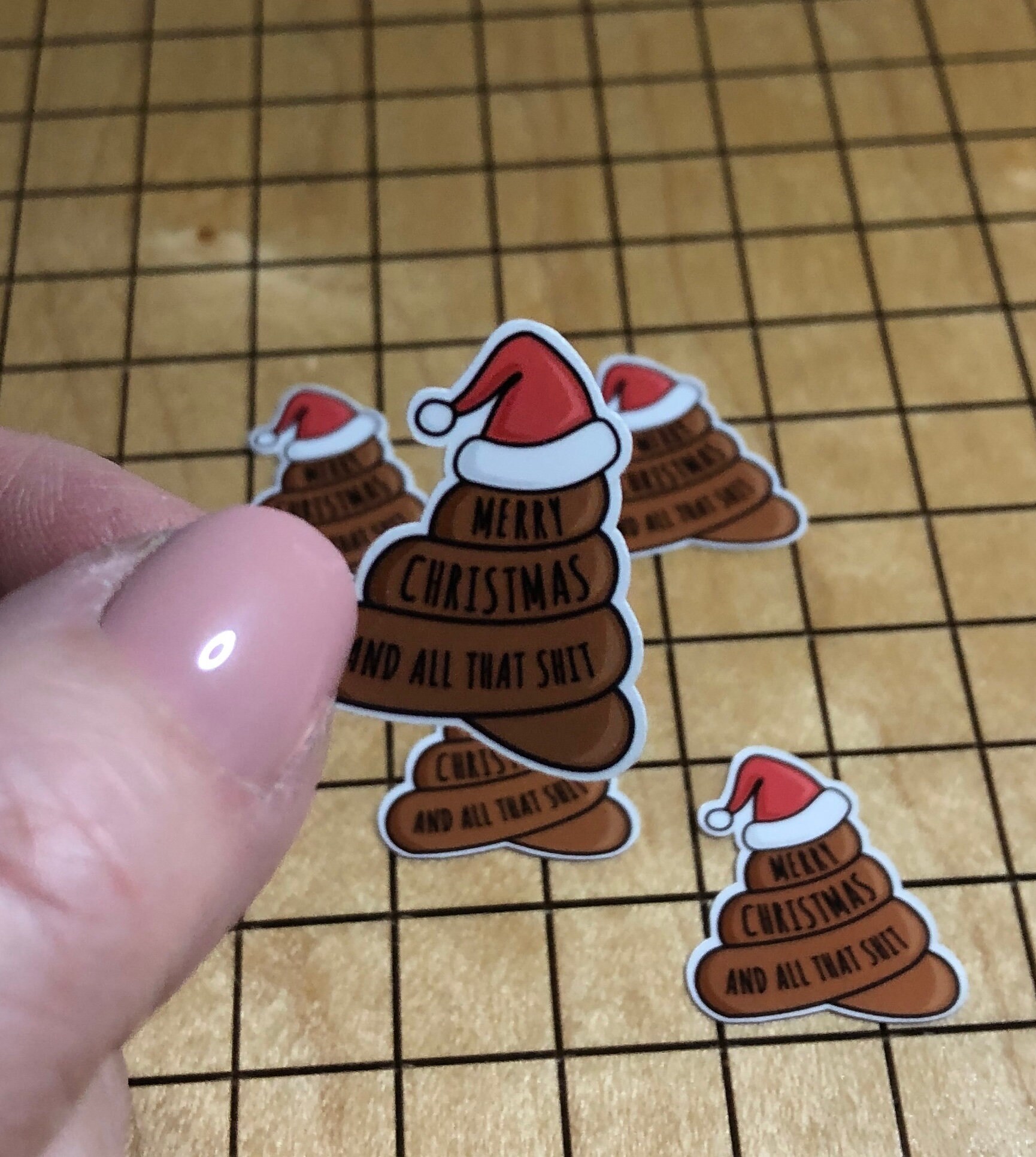 5 MINI Poop Stickers, Poop Emoji, Merry Christmas, Christmas Sticker ...