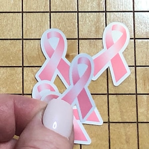10 MINI Pink Ribbon Stickers, Breast Cancer Awareness, Decal, Sticker ...