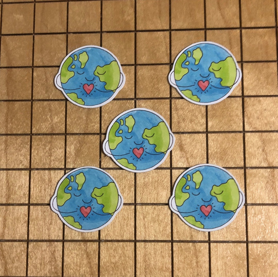 5 MINI Earth Stickers, Earth Day, Earth Decal, Small Sticker, Save the ...