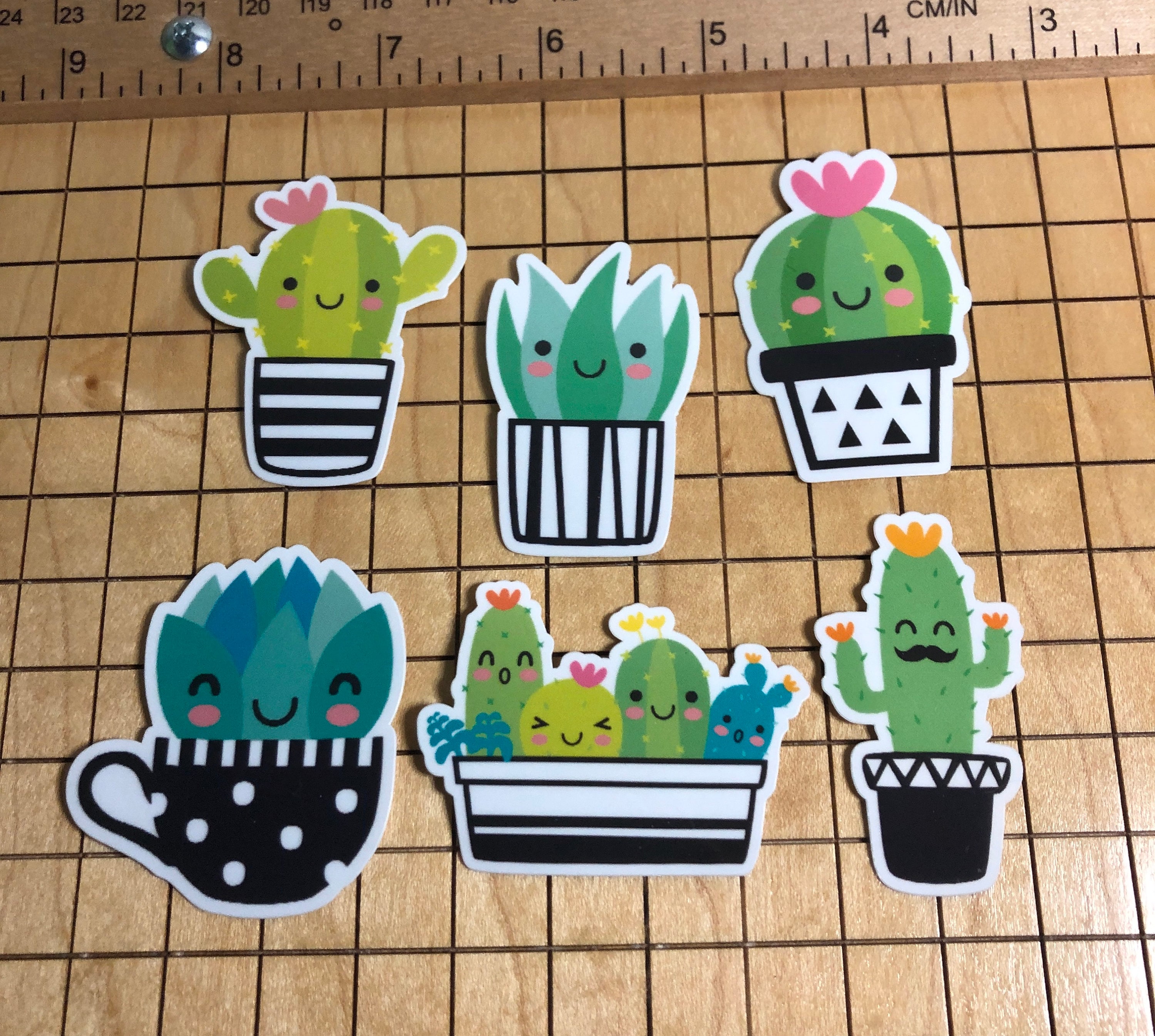 6 Cactus Sticker Pack, Kawaii Cactus, Cactus Decal, Cactus Sticker ...