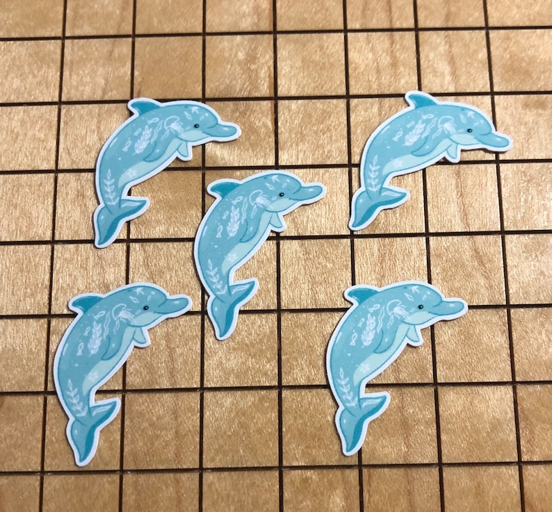 5 MINI Dolphin Stickers, Dolphin Decal, Tiny Sticker, Sticker Pack ...