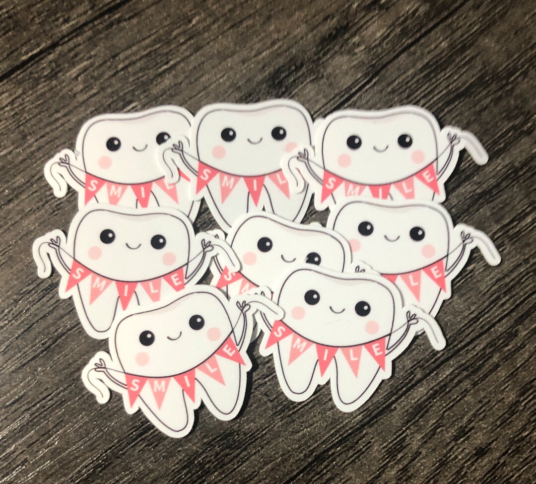 5 MINI Tooth Stickers, Smile Decal, Teeth Sticker Pack, Teeth Decals ...