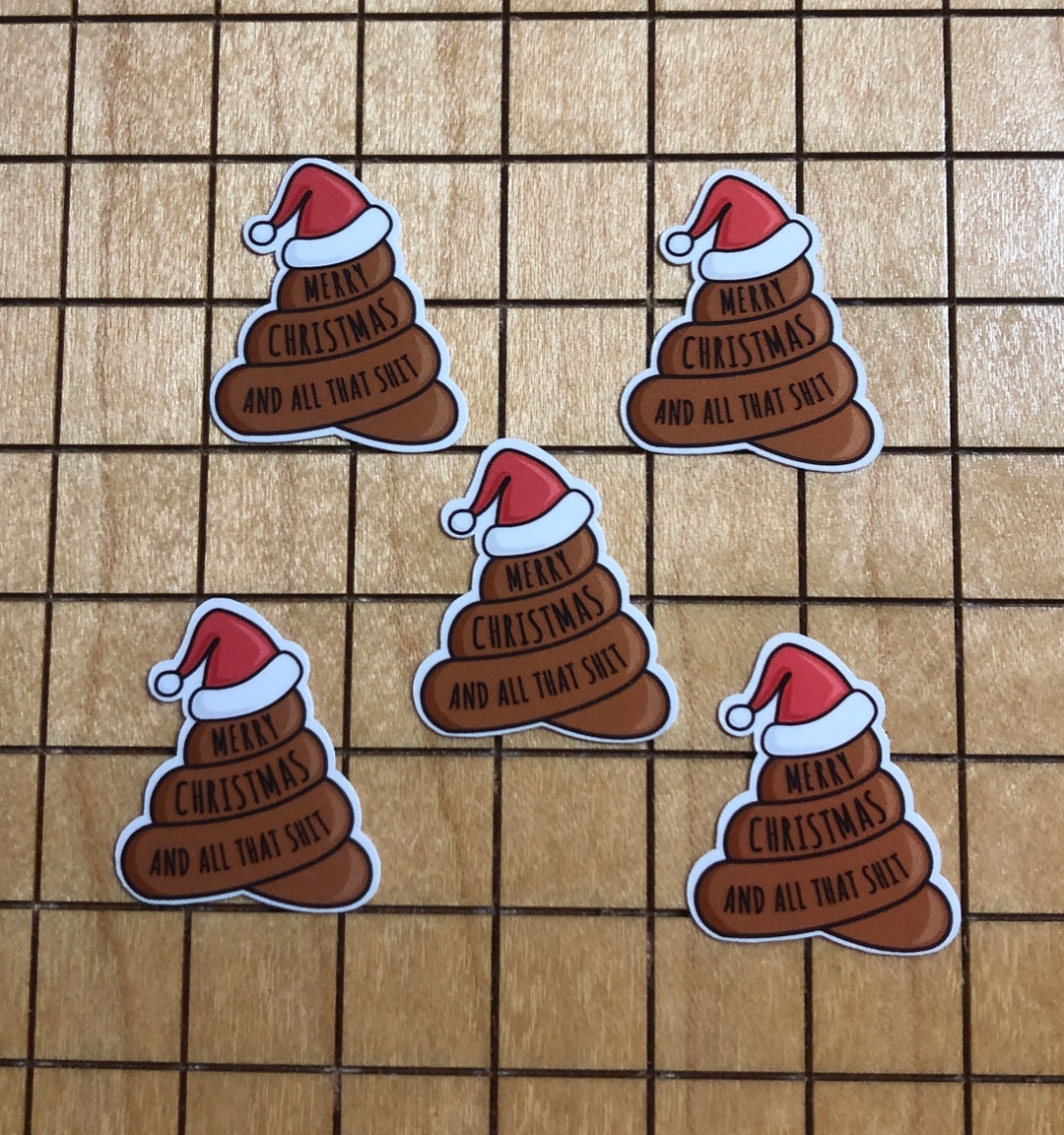 5 MINI Poop Stickers, Poop Emoji, Merry Christmas, Christmas Sticker ...