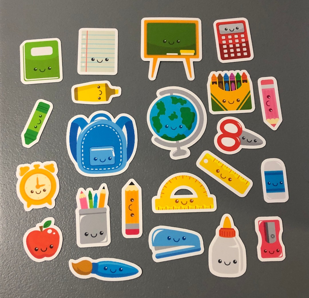 22 School Supply Sticker Set, Kawaii Stickers, Kawaii School Supply ...