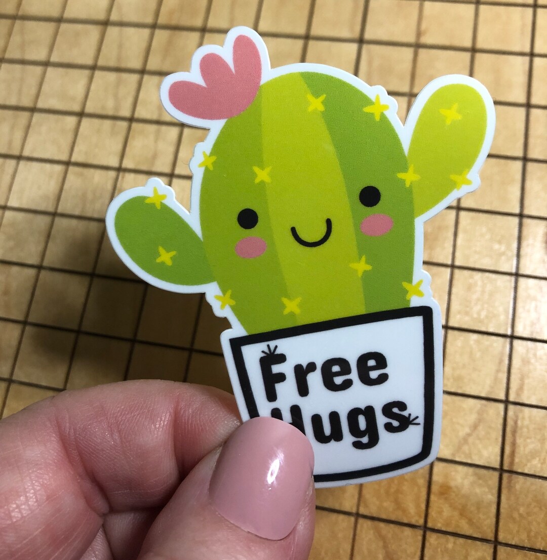 Cactus Sticker, Free Hugs, Cactus Decal, Cactus Sticker, Kawaii Decal ...