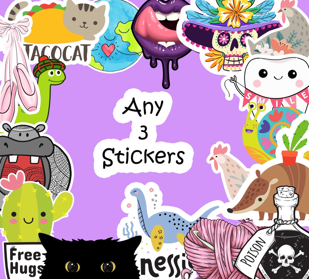 Pick Any 3 Stickers, Custom Sticker Pack, You Choose Sticker Bundle ...
