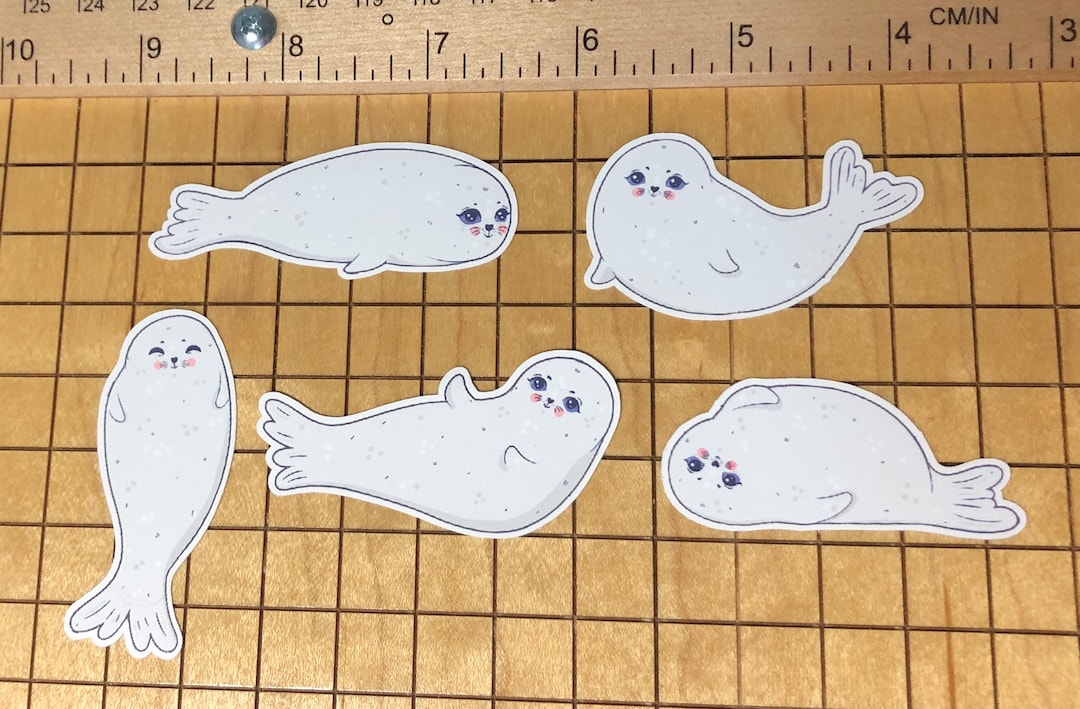 5 Harp Seal Sticker Set, Arctic Animal, Seal Pup Decal, Cute Seal ...