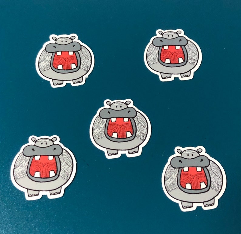 5 MINI Hippo Stickers Hippo Decal Hippopotamus Tiny - Etsy