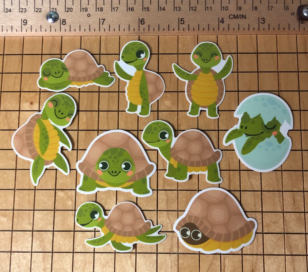 9 Turtle Stickers, Turtle Sticker Pack, Sticker Collection, Turtle ...