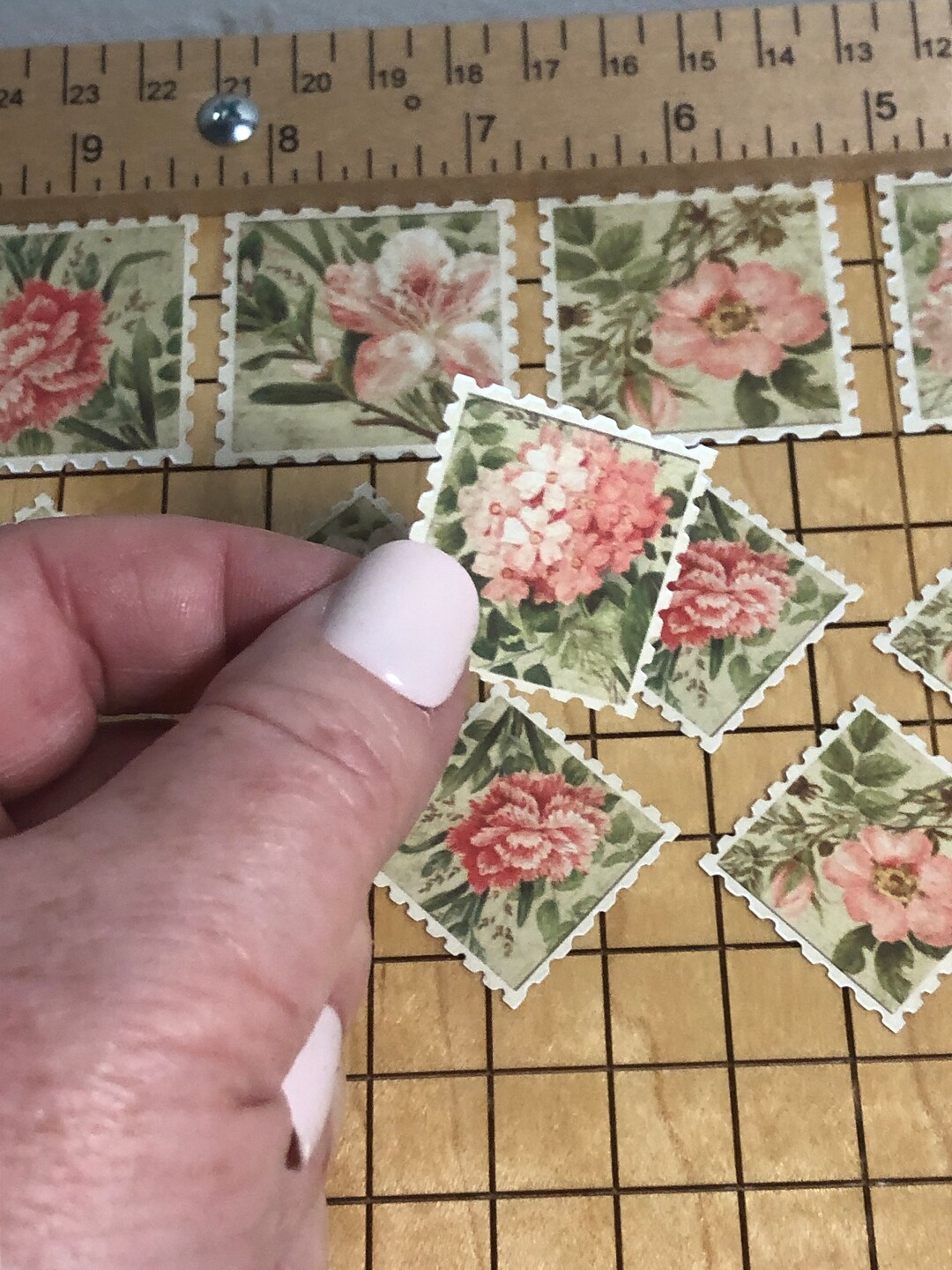 15 Vintage Flower Stamps Sticker Set, Shabby Chic Stickers, Vintage ...