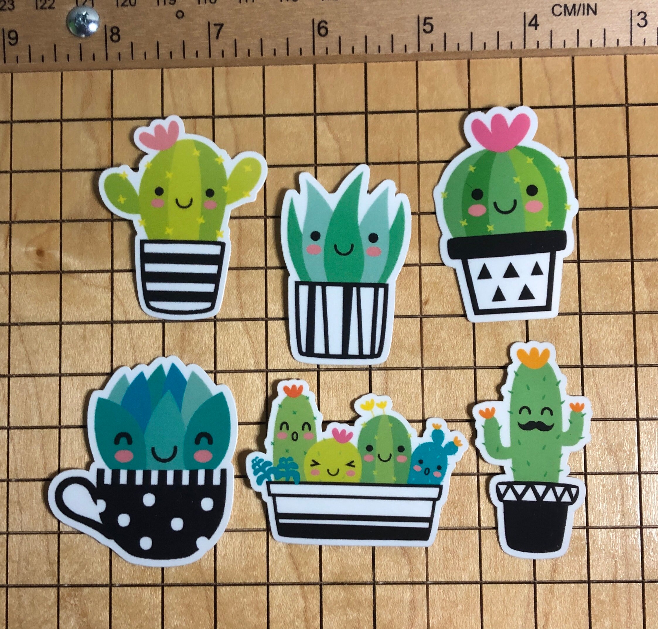 6 Cactus Sticker Pack, Kawaii Cactus, Cactus Decal, Cactus Sticker ...
